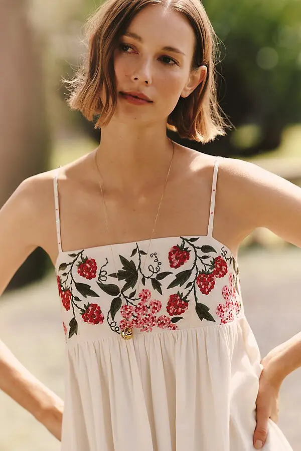 Anthropologie Embroidered Mini Bubble Dress