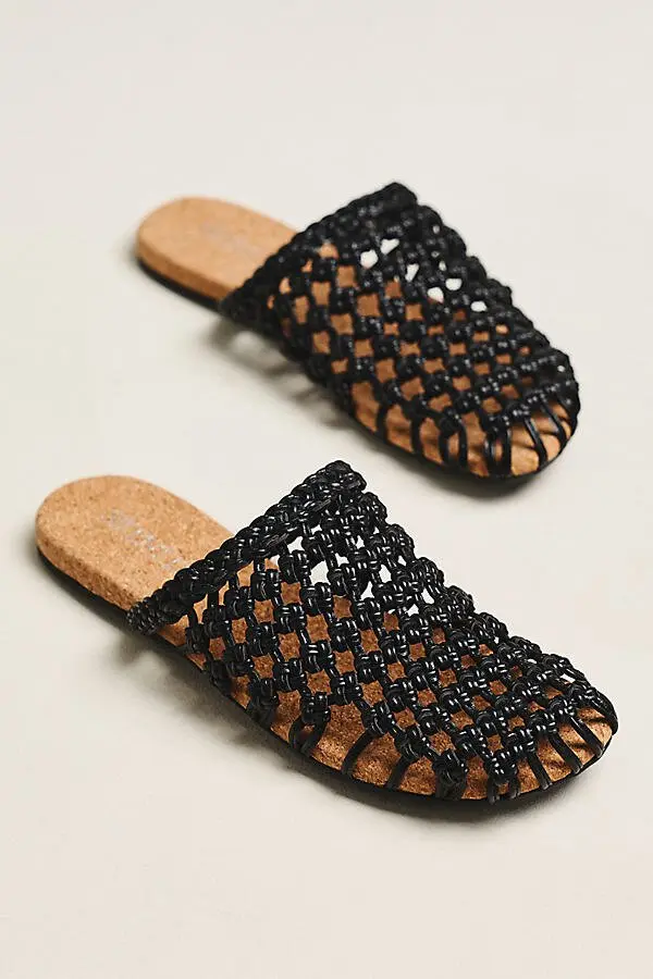 SILENT D Woven Slide Slip-on Sandals - Black
