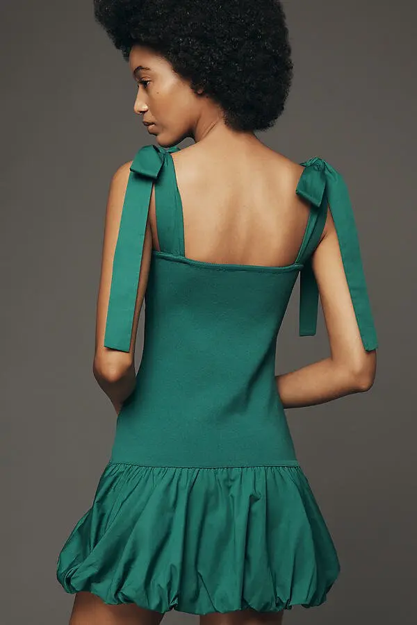 Anthropologie Cotton Bubble-hem Mini Dress - Green