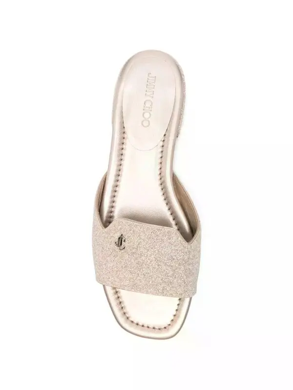 JIMMY CHOO Dina Glitter Flat Sandals