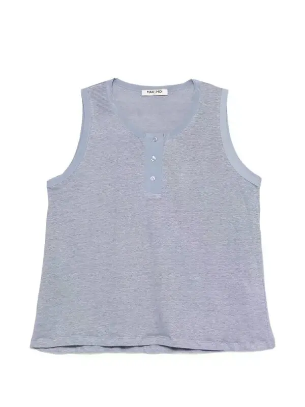 Max & Moi Button-embellished Sleeveless Top - Blue