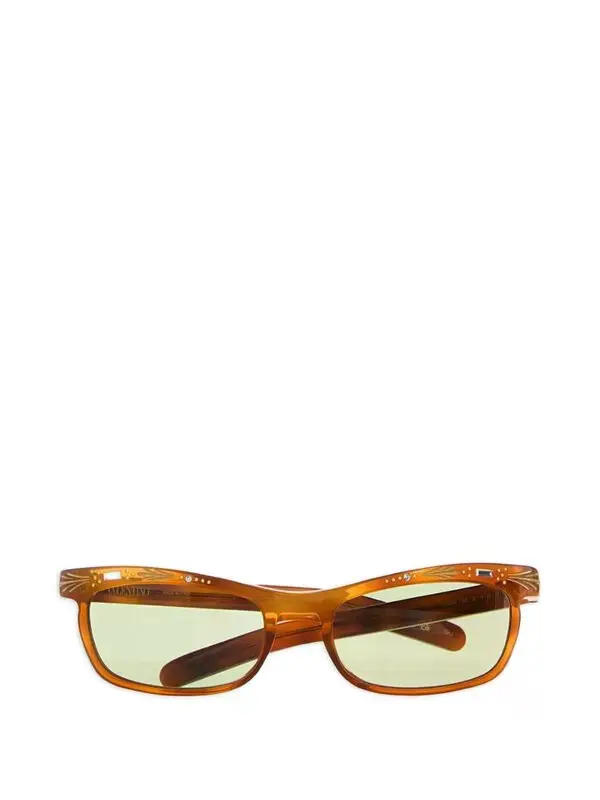 Valentino Garavani Crystal-embellished Rectangle Sunglasses - Brown