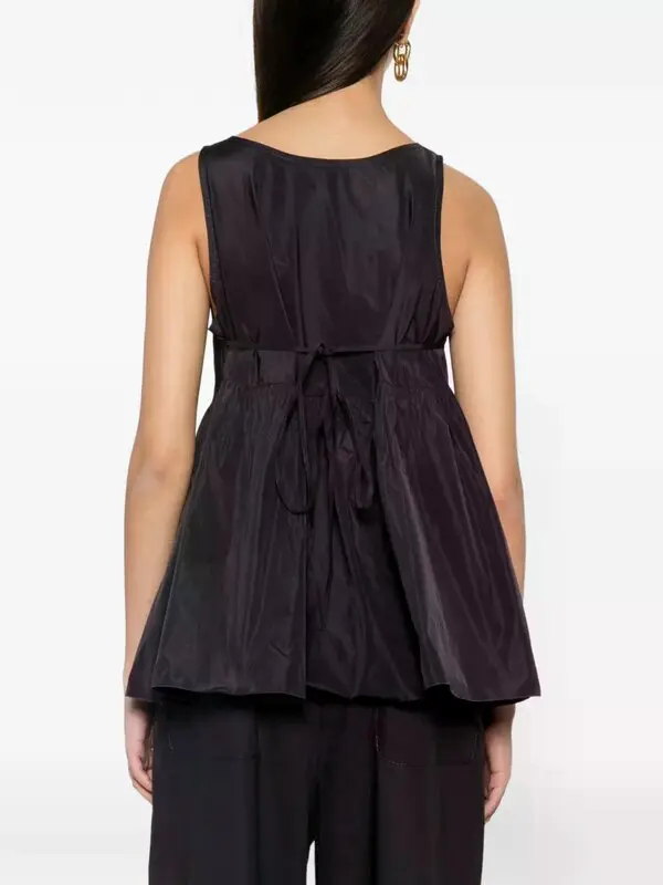 SUSANNE BOMMER Sleeveless Peplum Top With Ribbon Tie - Black