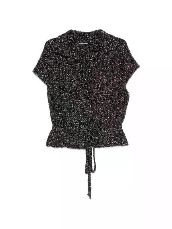 SUSANNE BOMMER Metallic-effect Tie-fastening Top - Black
