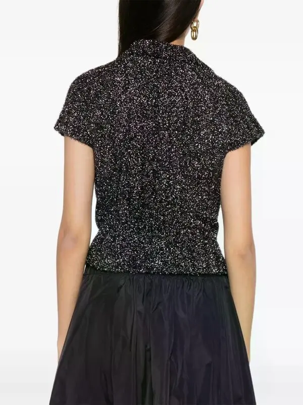 SUSANNE BOMMER Metallic-effect Tie-fastening Top - Black