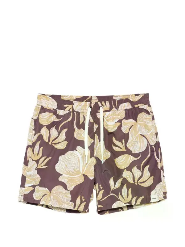 Altea Floral-print Swim Shorts - Brown