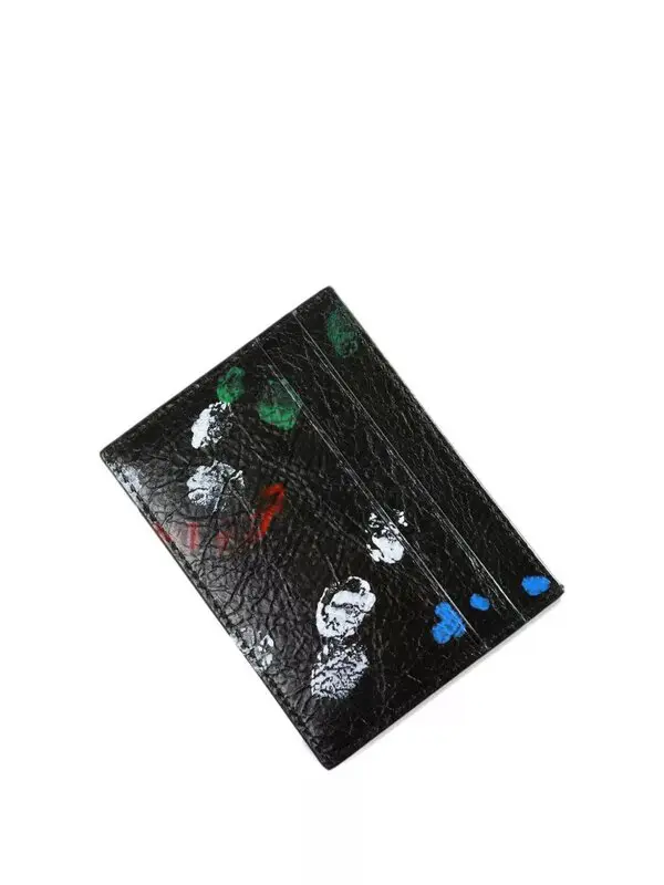 Balenciaga Paint-splatter Card Holder - Black