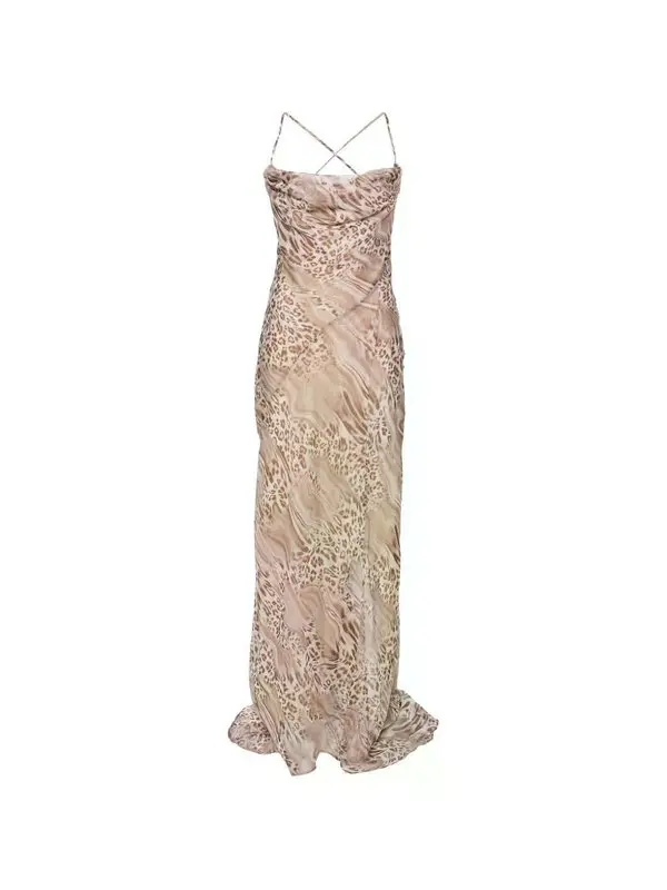 BLUGIRL Leopard-print Cowl-neck Maxi Dress - Neutrals