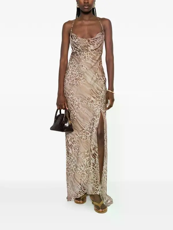 BLUGIRL Leopard-print Cowl-neck Maxi Dress