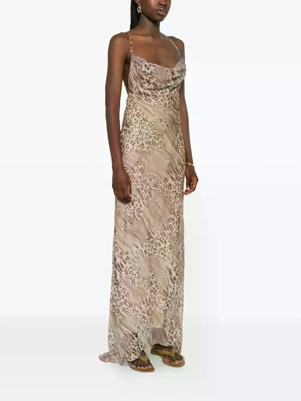 BLUGIRL Leopard-print Cowl-neck Maxi Dress