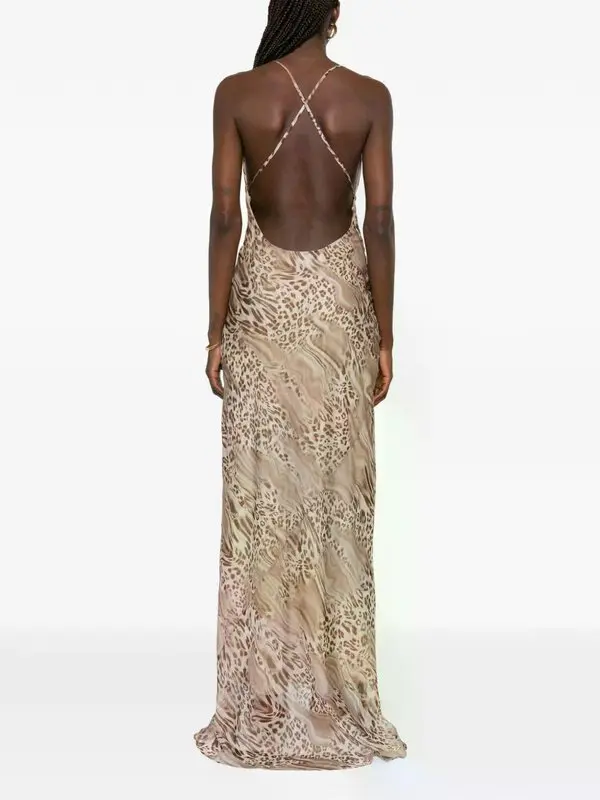 BLUGIRL Leopard-print Cowl-neck Maxi Dress