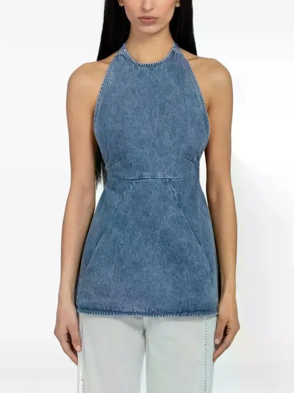 Gimaguas Halterneck Backless Top - Blue