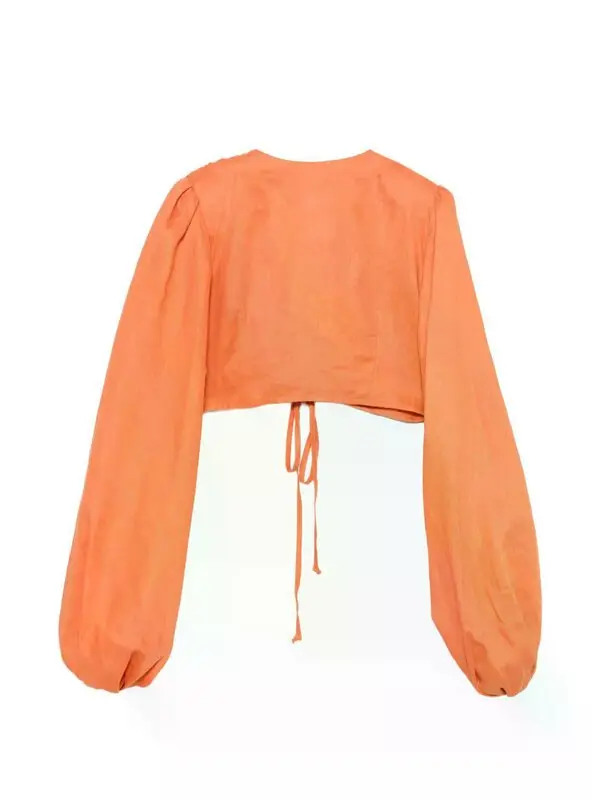 ACTUALEE Tie-fastening Puff-sleeve Top