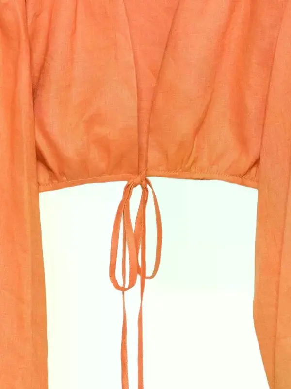 ACTUALEE Tie-fastening Puff-sleeve Top