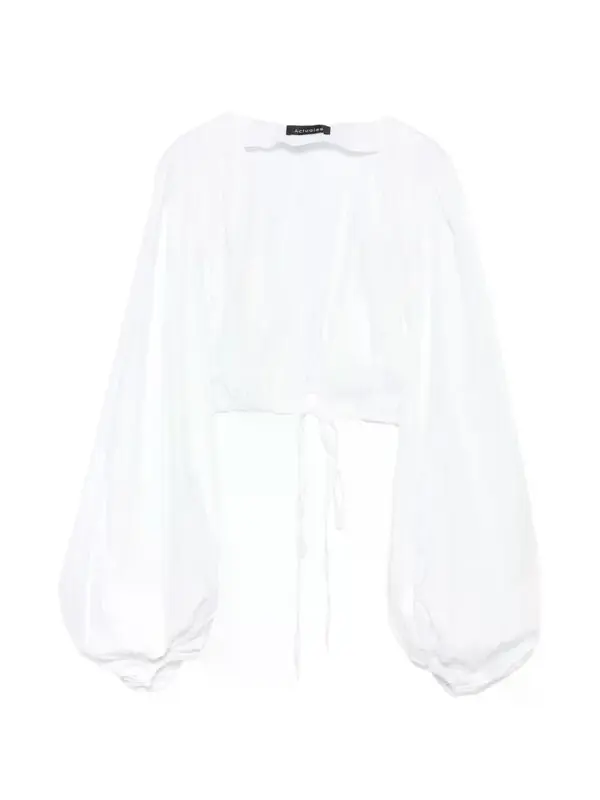 ACTUALEE Tie-fastening Puff-sleeve Top