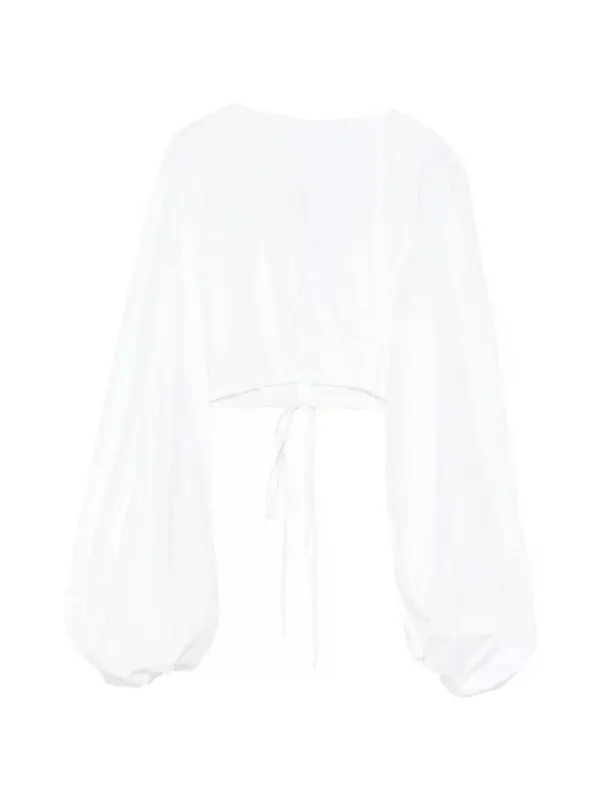 ACTUALEE Tie-fastening Puff-sleeve Top