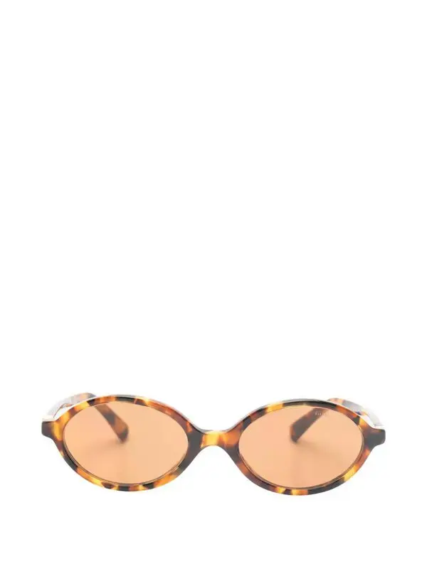 Miu Miu Tortoiseshell-effect Oval Sunglasses - Brown