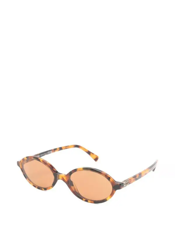 Miu Miu Tortoiseshell-effect Oval Sunglasses - Brown