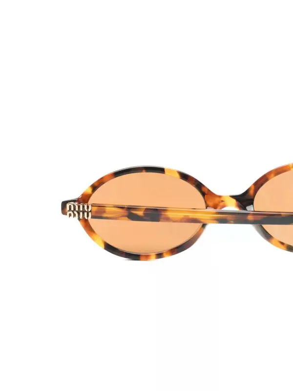 Miu Miu Tortoiseshell-effect Oval Sunglasses - Brown