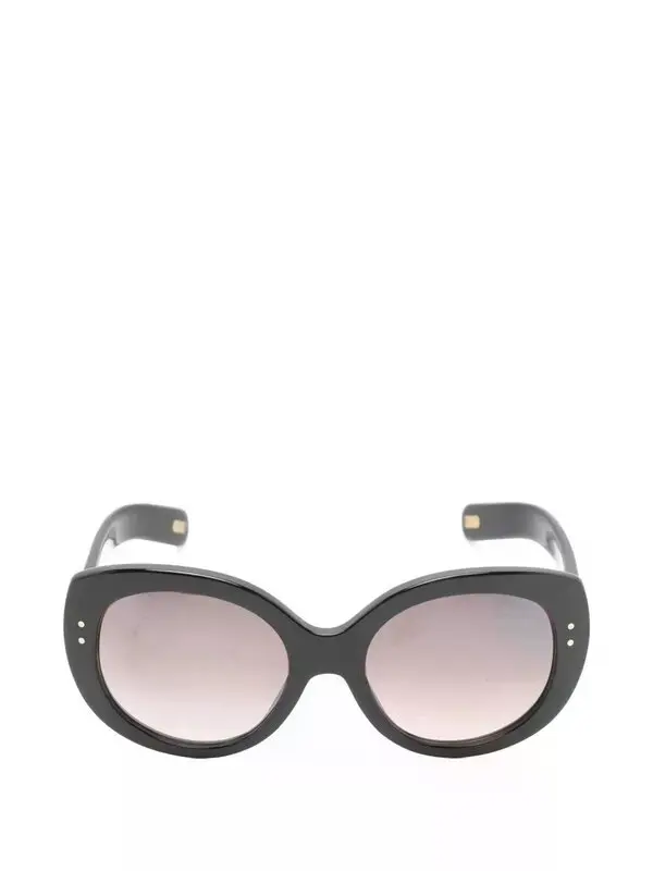 Marc Jacobs Logo-detail Oval-frame Sunglasses - Black