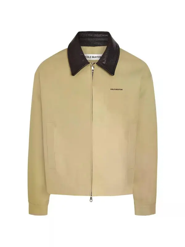 COLE BUXTON Leather-collar Logo-print Jacket