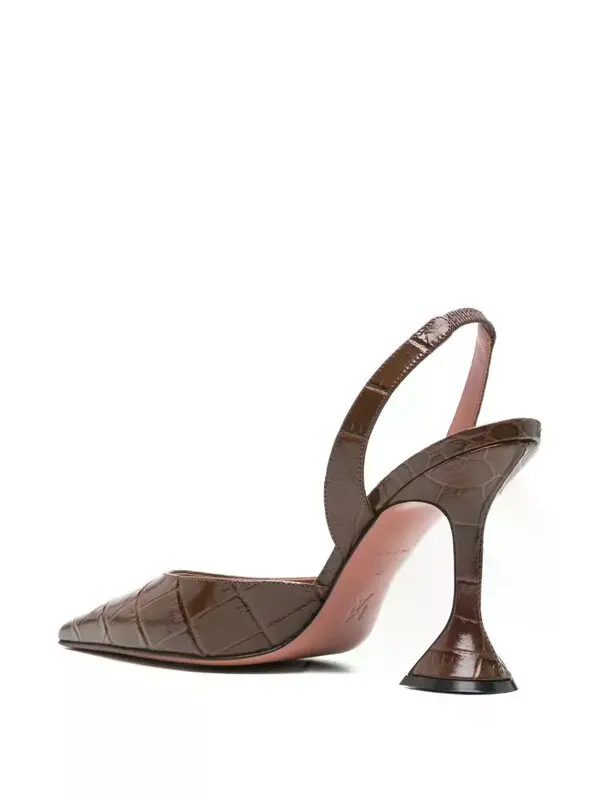 Amina Muaddi Holli Croc-effect Pumps - Brown