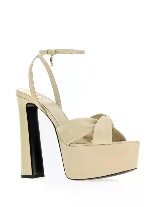Saint Laurent Franciane Knotted Sandals - Neutrals