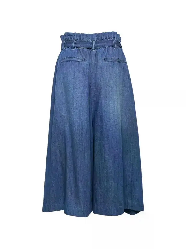 YCH Ruffled-waist Wide Leg Jeans