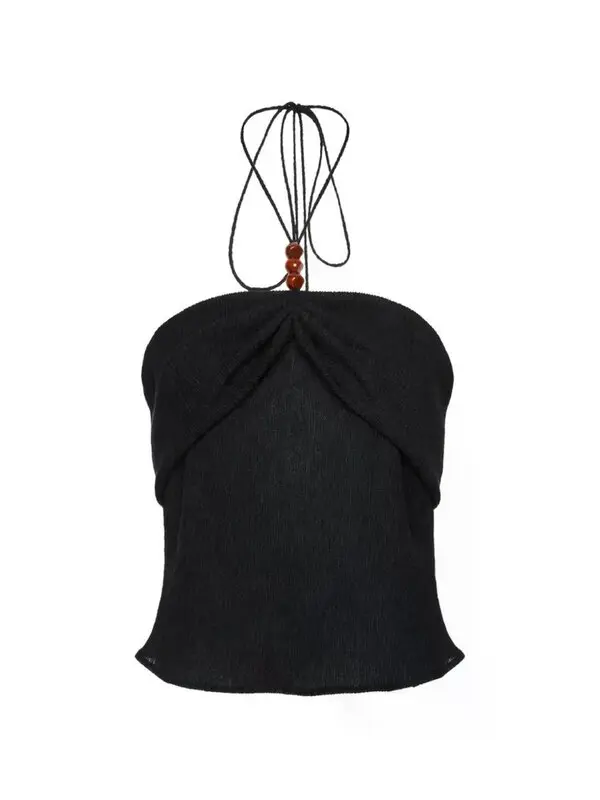 Magda Butrym Beaded Halterneck Top - Black