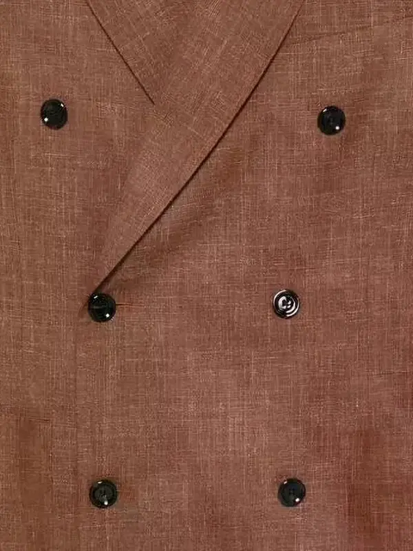 LARDINI Double-breasted Peak-lapel Jacket - Brown