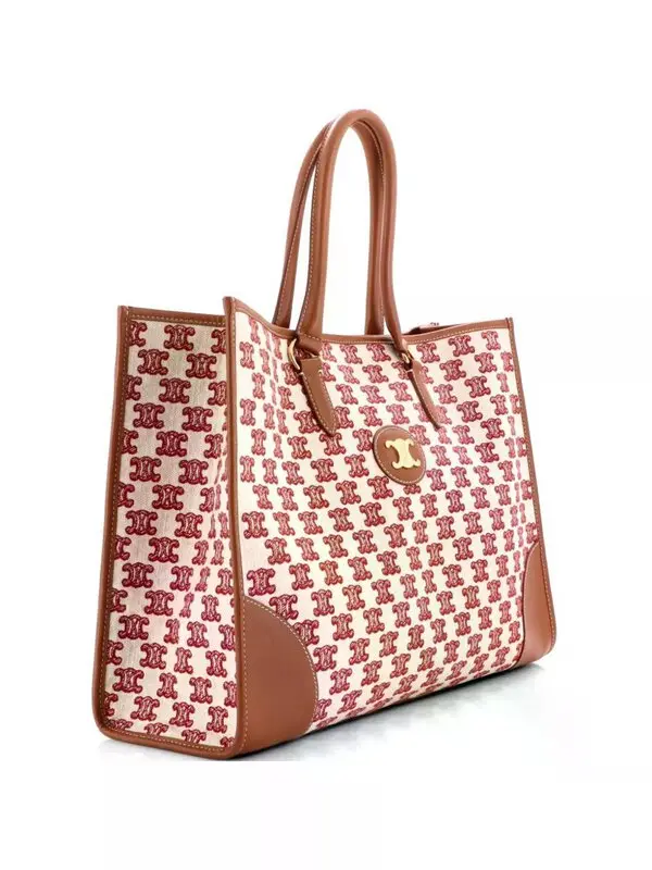 Celine Horizontal Cabas Triomphe Canvas Tote Bag - Red