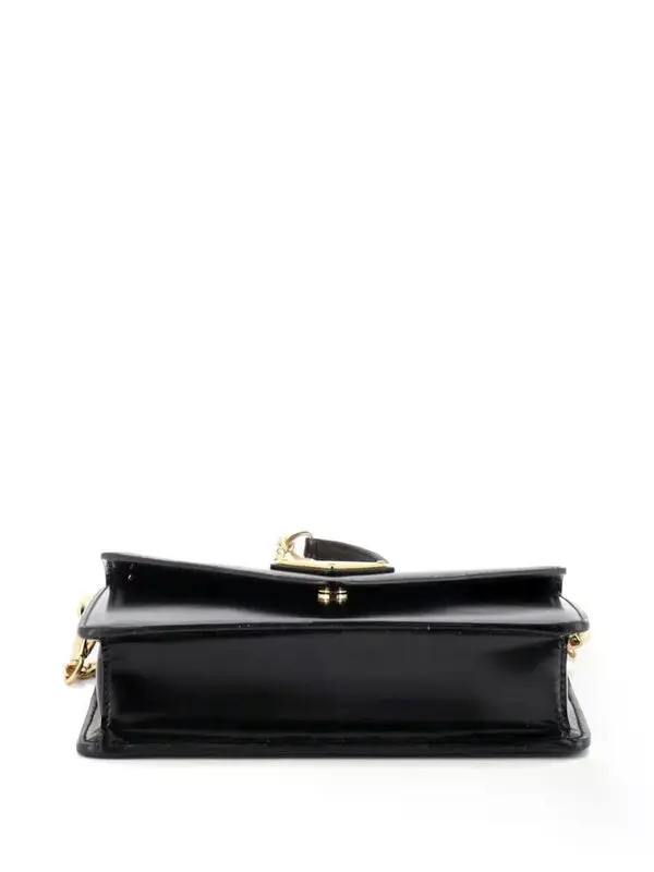 Prada Triangle Logo Envelope Chain Crossbody Bag - Black