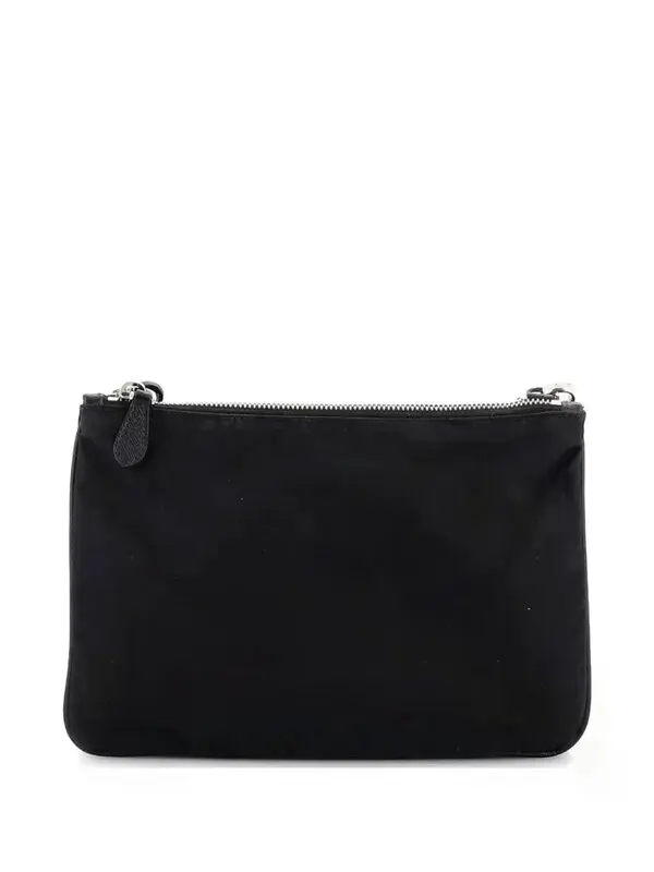 Prada Re-edition 2000 Double Zip Shoulder Bag Tessuto Small Crossbody Bag - Black