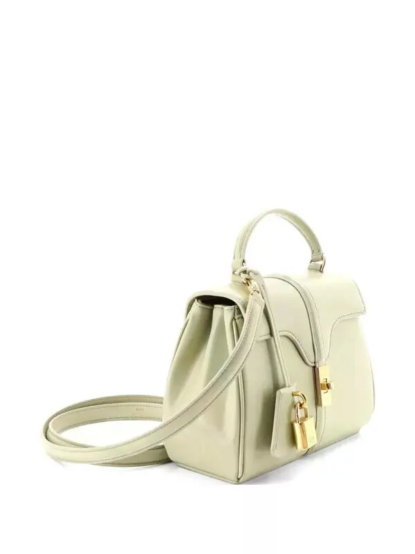 Celine 16 Mini Satchel Smooth Calfskin Top Handle Bag - Green