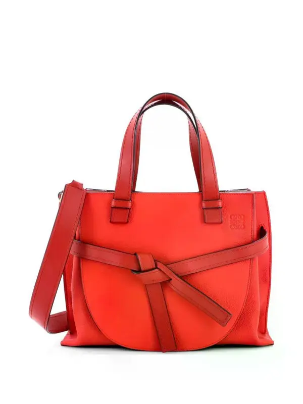 Loewe Gate Tote Leather Satchel - Red