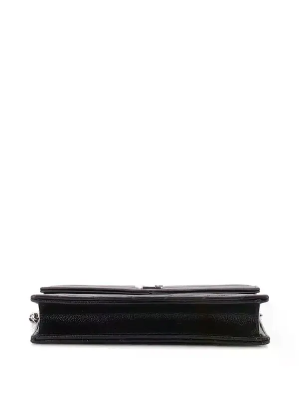 Saint Laurent Monogram Wallet On Chain Matelasse Chevron Leather - Black