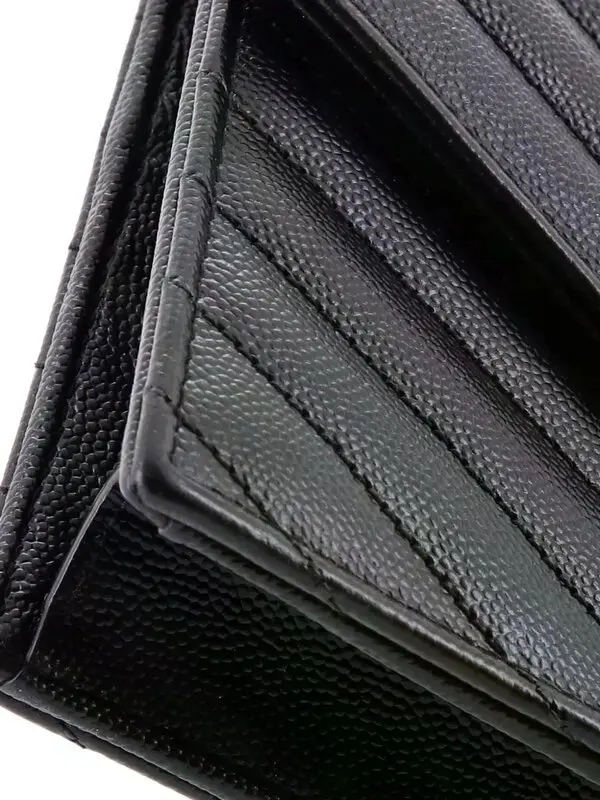 Saint Laurent Monogram Wallet On Chain Matelasse Chevron Leather - Black