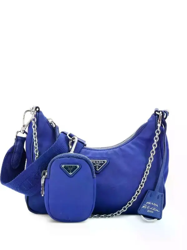 Prada Re-edition 2005 Tessuto Shoulder Bag - Blue