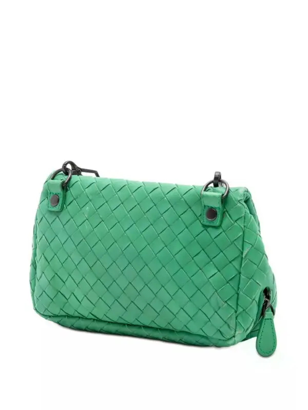 Bottega Veneta Mini Nappa Intrecciato Expandable Chain Flap Crossbody Bag - Green