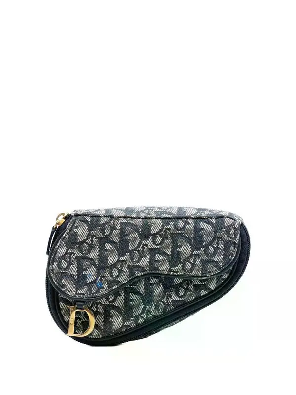 Dior 1998 Diorissimo Canvas Saddle Pouch - Blue