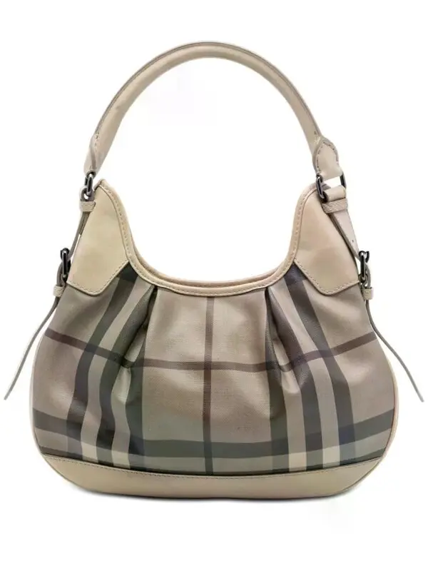 Burberry Smoked Check Coated Canvas Brooklyn Hobo Bag - Neutrals