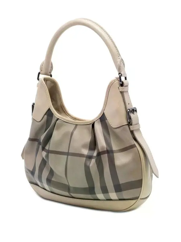 Burberry Smoked Check Coated Canvas Brooklyn Hobo Bag - Neutrals