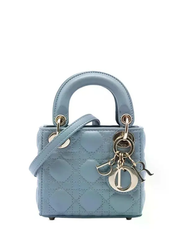 Dior 2021 Micro Lambskin Cannage Lady Satchel - Blue