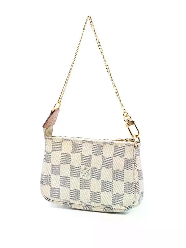 LOUIS VUITTON Damier Azur Mini Pochette Accessoires - White