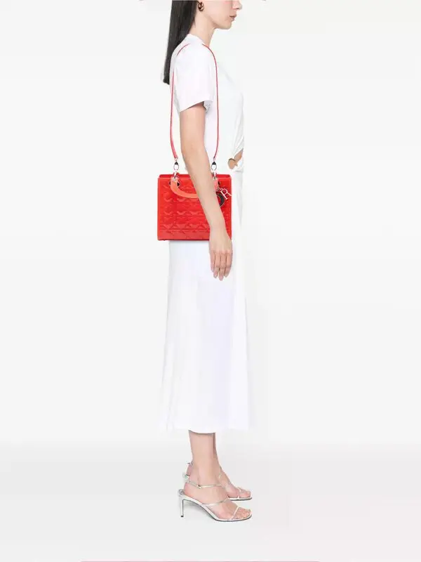 Dior 2014 Medium Patent Cannage Lady Satchel - Orange