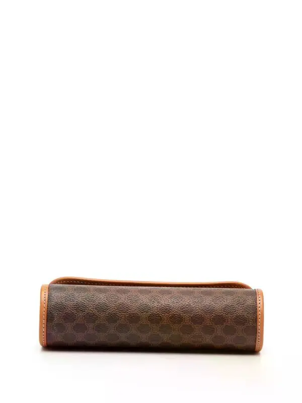 Celine 20th Century Macadam Coated Canvas Clutch - Brown