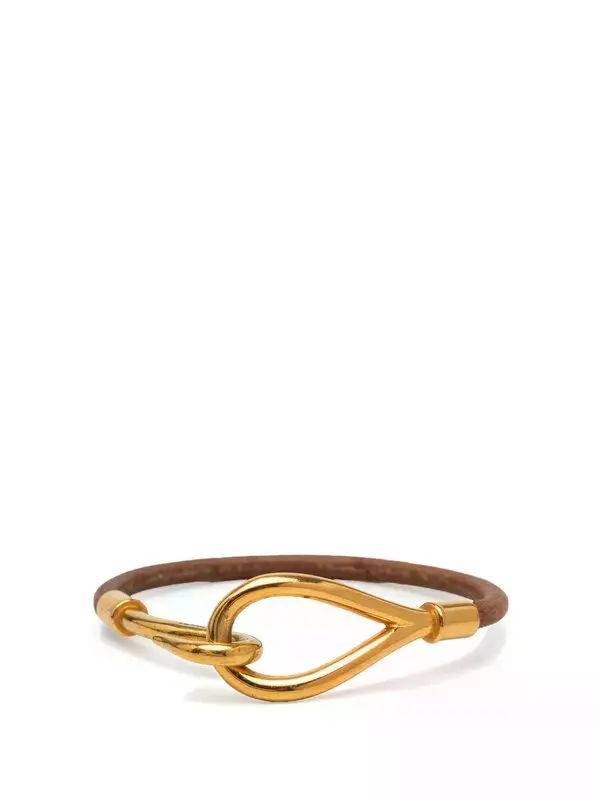 Hermès Calfskin And Gold-plated Jumbo Hook Bracelet - Brown