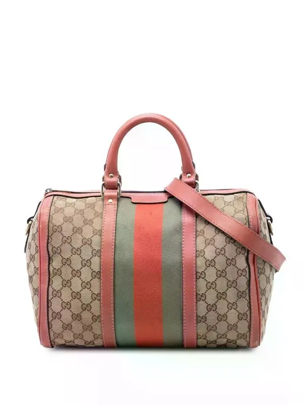Gucci Medium Gg Canvas Web Joy Boston Bag Satchel - Neutrals