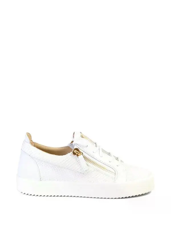 GIUSEPPE ZANOTTI Nicki Snake-effect Leather Lace-up Sneakers - Black