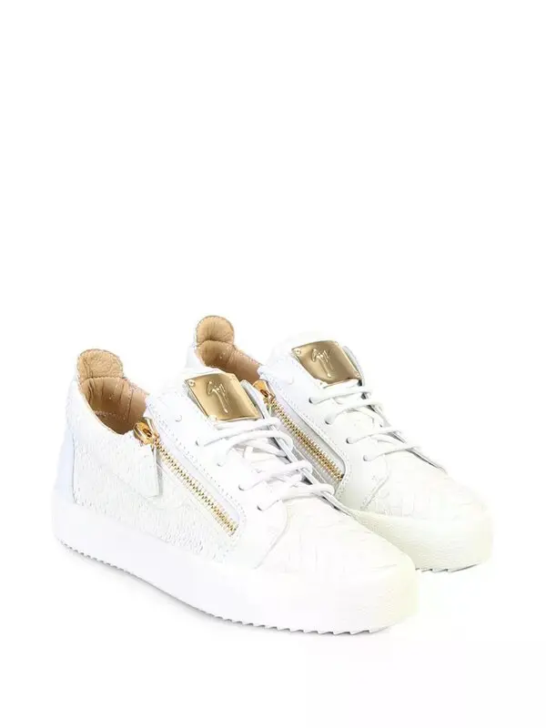 GIUSEPPE ZANOTTI Nicki Snake-effect Leather Lace-up Sneakers - Black